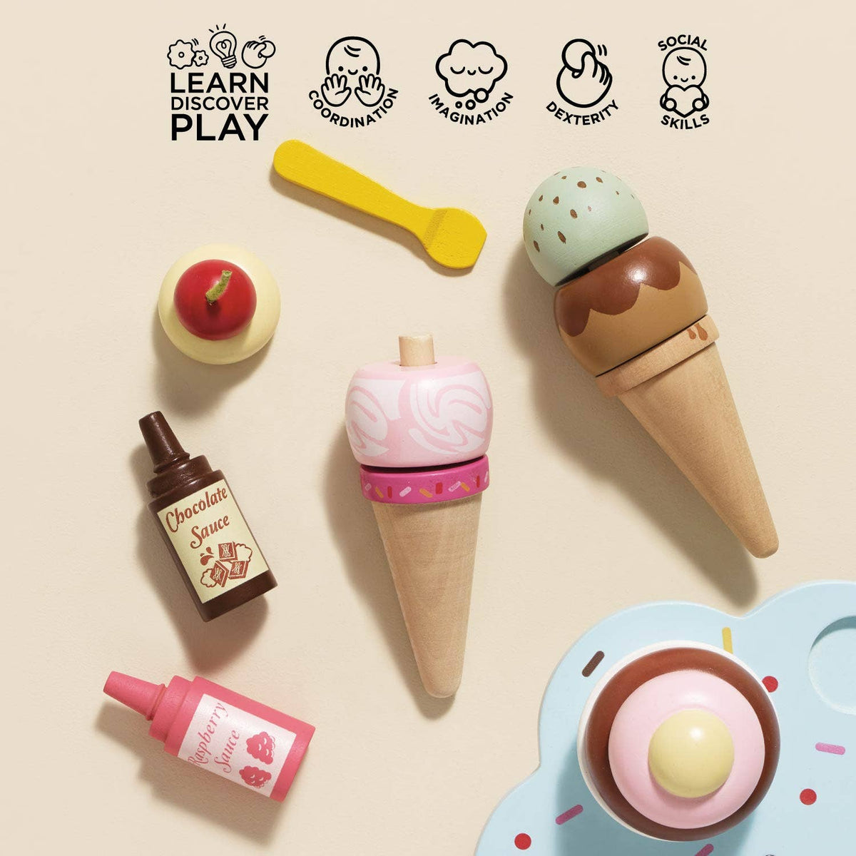 Wooden Ice Cream Stand & Toppings – Khanh